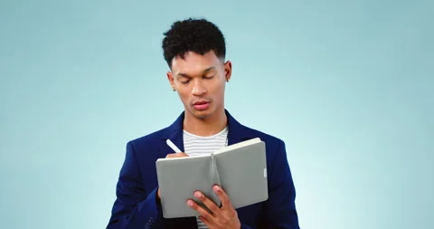 Writing, face and a man with a notebook ... | Stock Video | Pond5