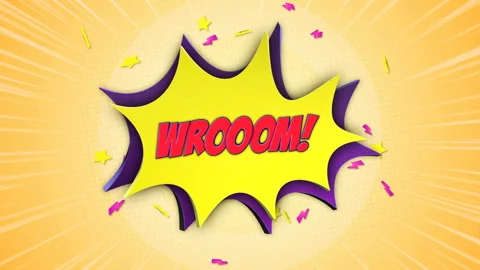 WROOOM Comic Text Animation, with Alpha ... | Stock Video | Pond5