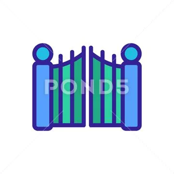 Wrought iron entrance gates icon vector outline illustration ...
