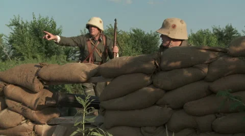 WW1 Austrian soldiers machine gun | Stock Video | Pond5