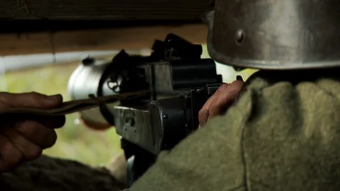 WW1 German Soldiers FIRE Machine Gun fro... | Stock Video | Pond5