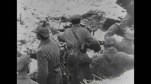 WW1 - German soldiers in trench build up... | Stock Video | Pond5