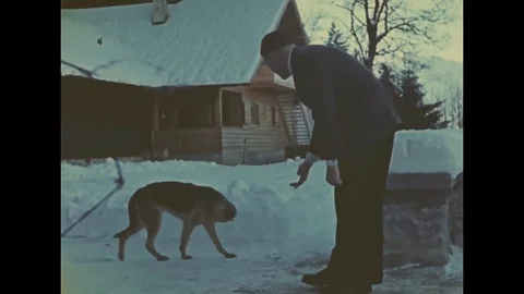 WW2 - Adolf Hitler play with sheepdog Bl... | Stock Video | Pond5