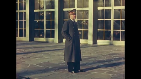 WW2 - Adolf Hitler in uniform stand on t... | Stock Video | Pond5
