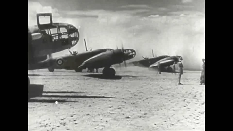 WW2 - Aircrafts roll on runway | Stock Video | Pond5