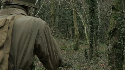 WW2 American infantry soldier advancing... | Stock Video | Pond5