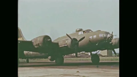 WW2 B-17 Bomber - dust from prop blast. | Stock Video | Pond5