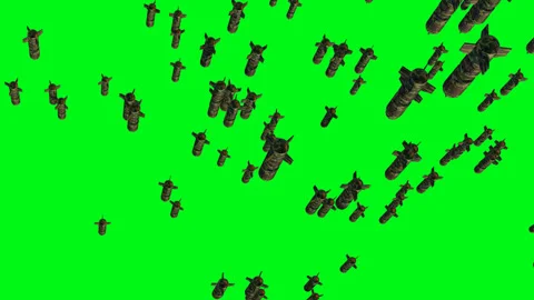 Ww2 bombs green screen. 3d animation | Stock Video | Pond5