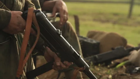 WW2 German Machine Gun in Front-Line Tre... | Stock Video | Pond5