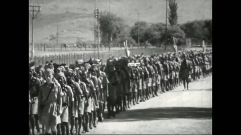 WW2 - Indian soldiers walk in a line | Stock Video | Pond5