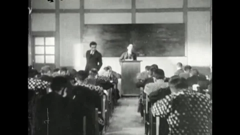 WW2 Japan - Childs sit in a classroom | Stock Video | Pond5