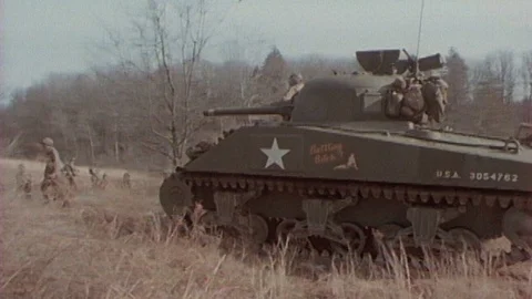 WW2: Troops & a United States Sherman ta... | Stock Video | Pond5