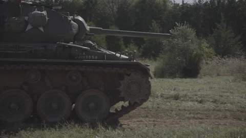 WW2 U.S. M24 Chaffee Tank rolling into C... | Stock Video | Pond5