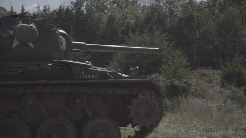 WW2 U.S. M24 Chaffee Tank rolling into C... | Stock Video | Pond5