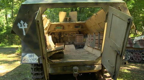 WWII German Half Track interior 2 | Stock Video | Pond5