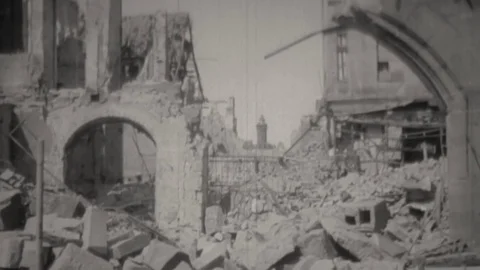 WWII German - Overview of a destroyed bu... | Stock Video | Pond5