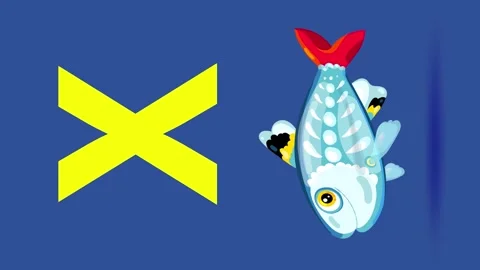 X letter big color x-ray fish vertical c... | Stock Video | Pond5