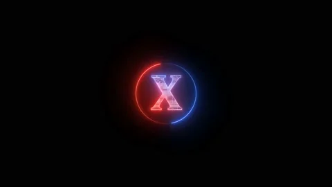 X letter glowing neon intro animation bl... | Stock Video | Pond5