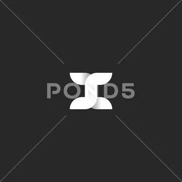 X letter logo intersection of bolder line widths overlay shadows, white ...