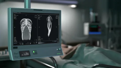 X-ray monitoring system analysing sick p... | Stock Video | Pond5