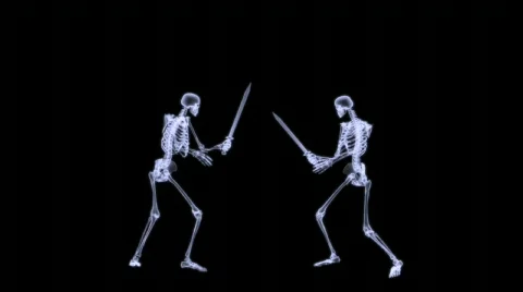 Xray of 2 human skeleton fighting in a s... | Stock Video | Pond5