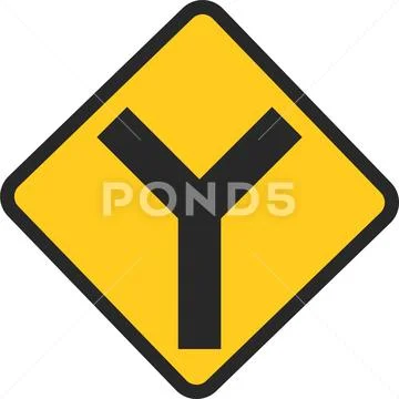 Y Intersection sign icon, Traffic sign vector illustration Illustration ...