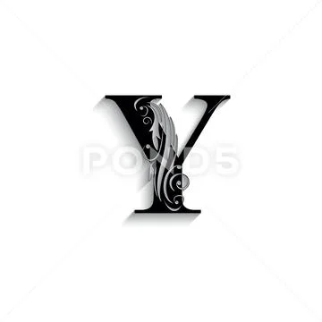 Y letter Black flower alphabet. Beautiful capital letters.: Graphic ...