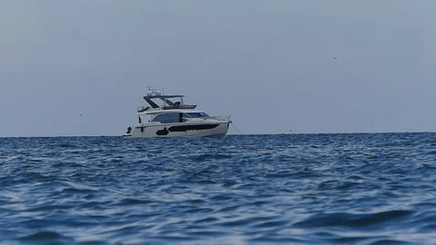 A yacht floating across the Black Sea. T... | Stock Video | Pond5