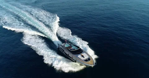 Yacht sailing at full speed with a man s... | Stock Video | Pond5