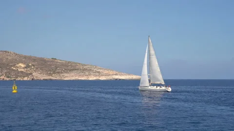 Yacht Sailing in Mediterranean Sea | Stock Video | Pond5