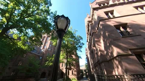 Yale campus Light Post Jib up 4K | Stock Video | Pond5