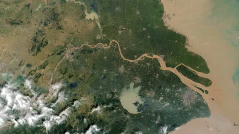 Yangtze Delta, animated satellite image | Stock Video | Pond5