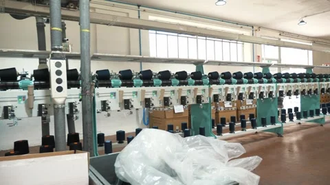 Yarn making processes. Textile factory e... | Stock Video | Pond5
