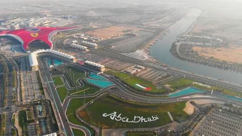 Yas Island Ferrari World 2K Aerial View | Stock Video | Pond5