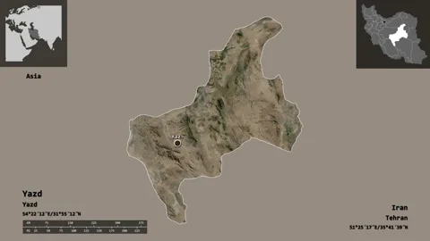 Yazd location. Iran. Satellite map | Stock Video | Pond5