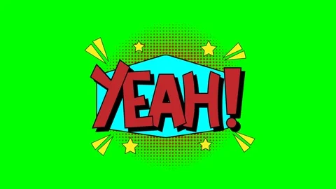 YEAH Comic words animation green screen | Stock Video | Pond5
