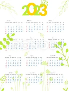 Yearly calendar template 2023. Week starts on Sunday. Calendar design ...