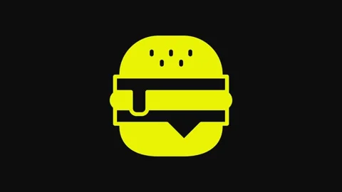 Yellow Burger icon isolated on black bac... | Stock Video | Pond5