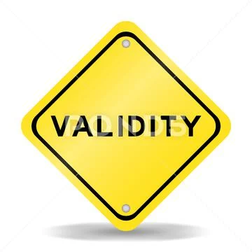 Yellow color transportation sign with word validity on white background ...