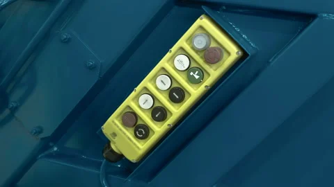Yellow control panel on board the blue t... | Stock Video | Pond5