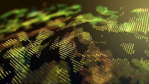 Yellow digital map of the world. Yellow ... | Stock Video | Pond5