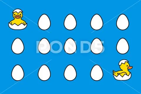 Yellow ducks chicks hatching from the eggs Illustration #147862188