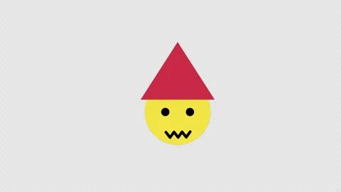 A yellow face emoji with a red triangle ... | Stock Video | Pond5