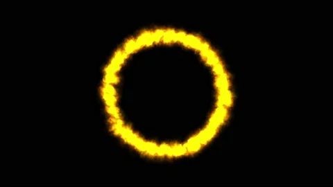 Yellow fire circle on a black background | Stock Video | Pond5