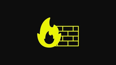 Yellow Firewall, security wall icon isol... | Stock Video | Pond5