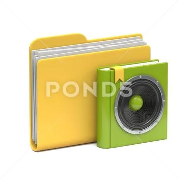 Yellow folder icon Audio book 3D Yellow folder icon Audio book 3D ...