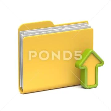 Yellow folder icon Upload concept 3D Yellow folder icon Upload concept ...
