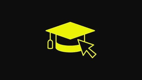 Yellow Graduation cap with cursor icon i... | Stock Video | Pond5