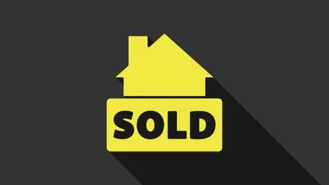 Yellow Hanging sign with text Sold icon ... | Stock Video | Pond5