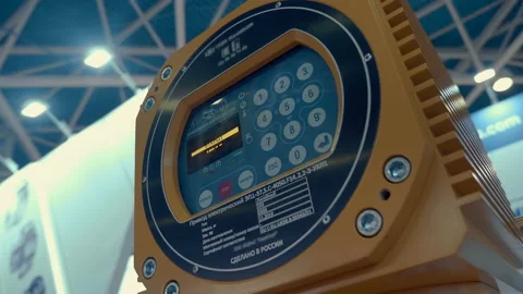 Yellow industrial valve with electronic ... | Stock Video | Pond5